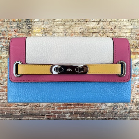 Coach | Bags | Rare Coach Swagger Rainbow Color Block Leather Wallet ...